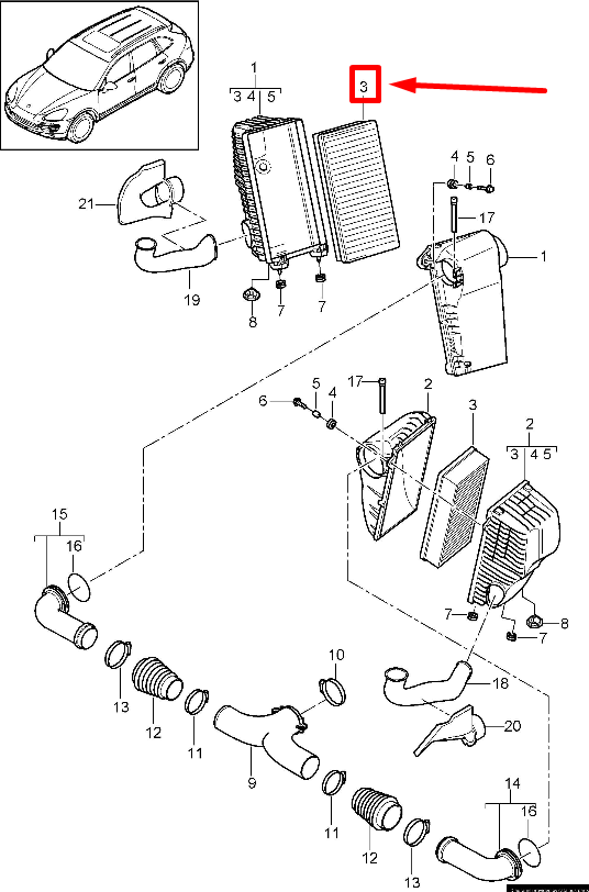 PORSCHE CAYENNE 92A Air Filter Element 958.110.130.00 95811013000 NEW ...