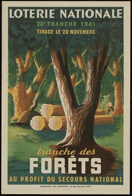 ww2 Affiche 1941 Loterie Nationale Secours National Foret Vichy STO All ...