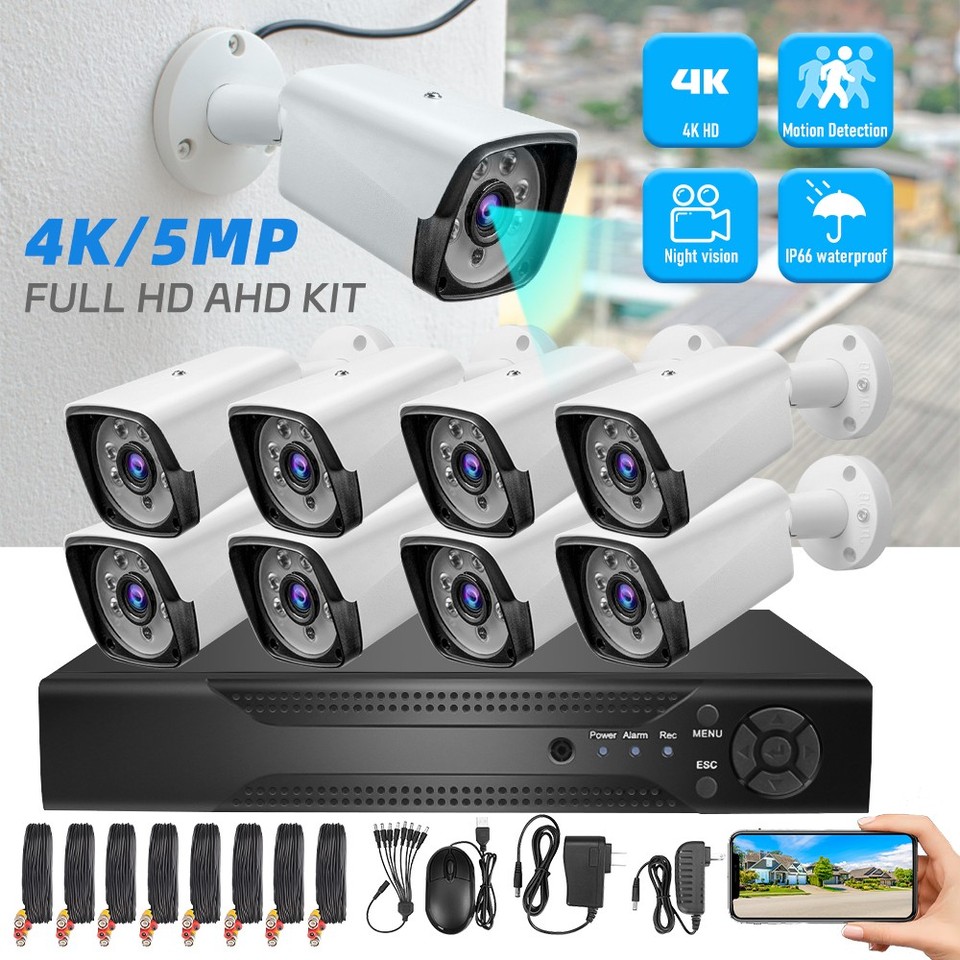 8CH 5MP DVR 1080P Outdoor CCTV Home Security Camera System Kit w/ 1TB ...