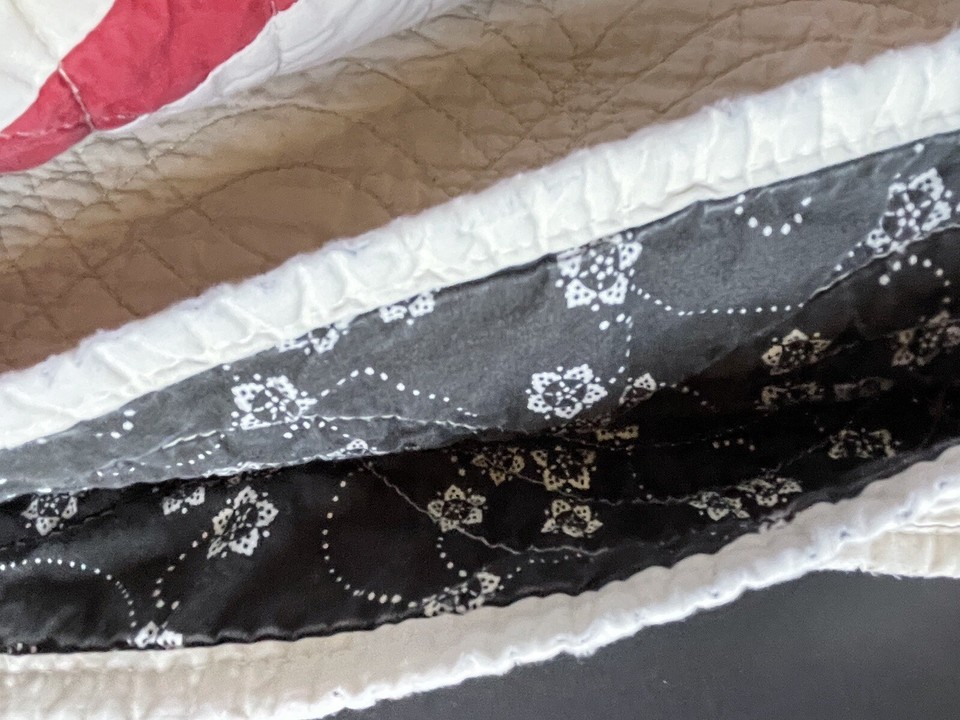 RARE! *FULL QUEEN French Riviera ~CHAPS Quilt Red Black Flower Vintage ...