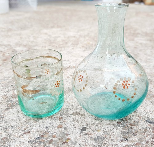 Vintage Scarce Unique Hand Painted Glass Tequila Shot Mini Tumbler ...