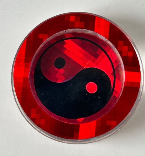 VTG 90s Yin Yang Clear Acrylic Red Black Reflective Pogs Slammer Game ...