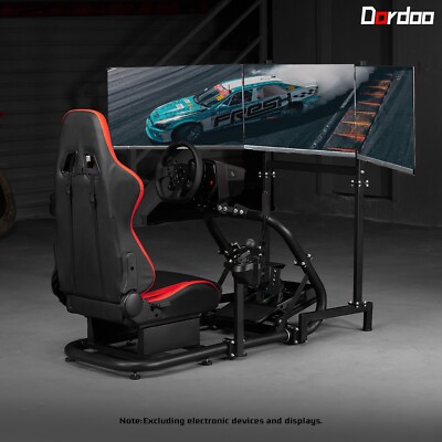 Dardoo Racing Simulator Cockpit with Triple Monitor Stand and Seat Fit ...