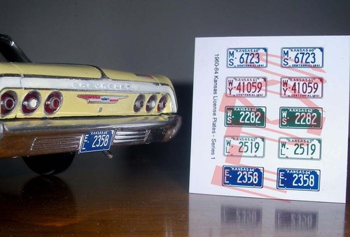 1960 - 1964 KANSAS miniature LICENSE PLATES for 1/25 scale MODEL CARS ...