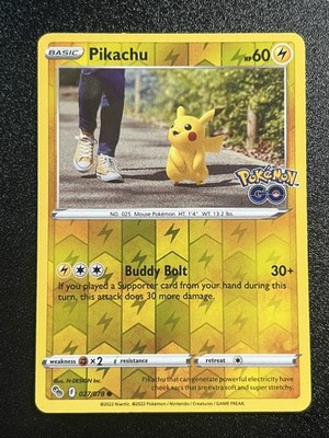 Pikachu 027/078 Pokémon GO TCG STAMPED Reverse Holo Card (Light Play ...