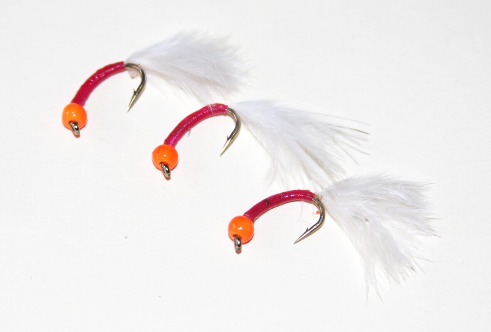 3 x Stalking Bug Pink With Hot Head Fly Fishing Trout Flies Size 14 ...