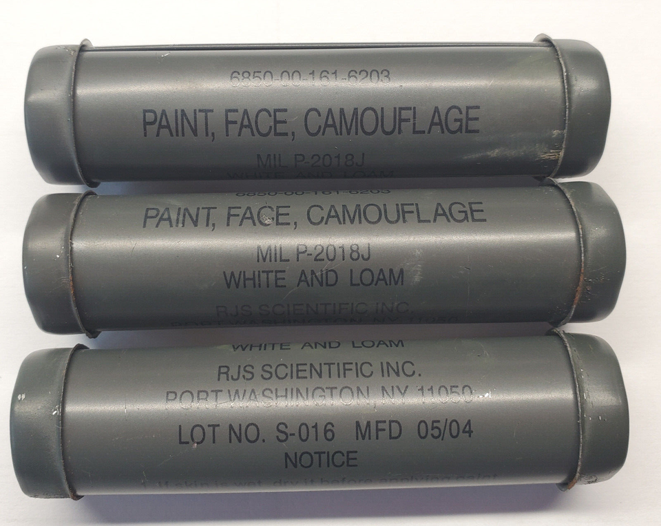 USGI military camo stick face paint white & loam 3-pack + 1 green ...