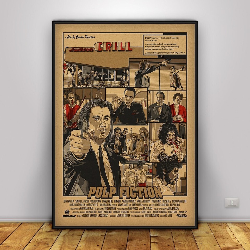 Pulp Fiction Retro Poster, Movie Wall Art | eBay