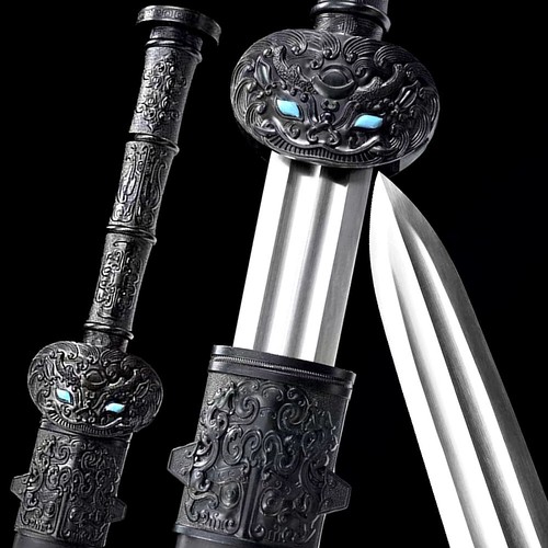 Metal Handle Black Battle Jian 1095Carbon Steel Han Tang Saber Chinese ...