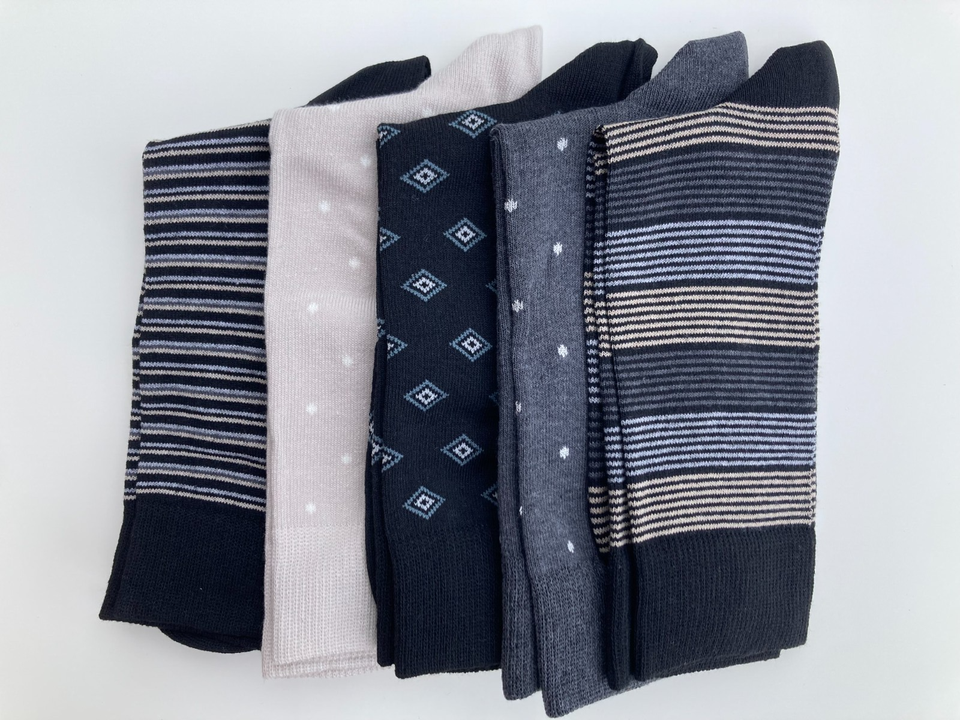 M & S MARKS AND SPENCER Men's Cotton Rich Socks 5 PAIRS BLACK/GREY NAVY ...