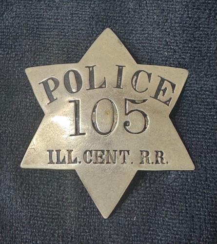 Obsolete/Vintage Police 105 Illinois Central Railroad 6-point Badge. | eBay