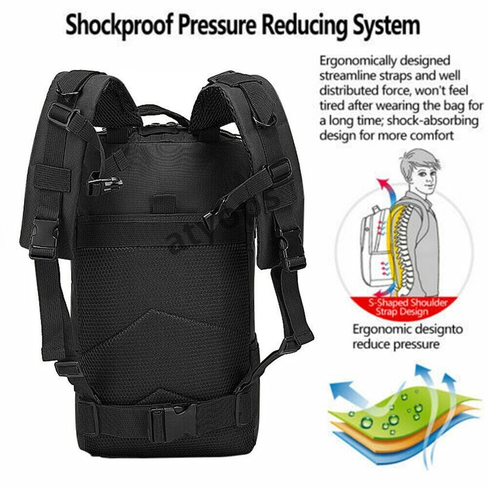 Military Tactical Backpack 45L Large Army Men Pack Molle Rucksacks 3 ...