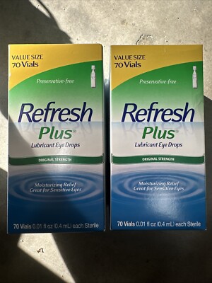 REFRESH PLUS - LUBRICANT EYE DROPS - MOISTURIZING RELIEF - 70 VIALS ...