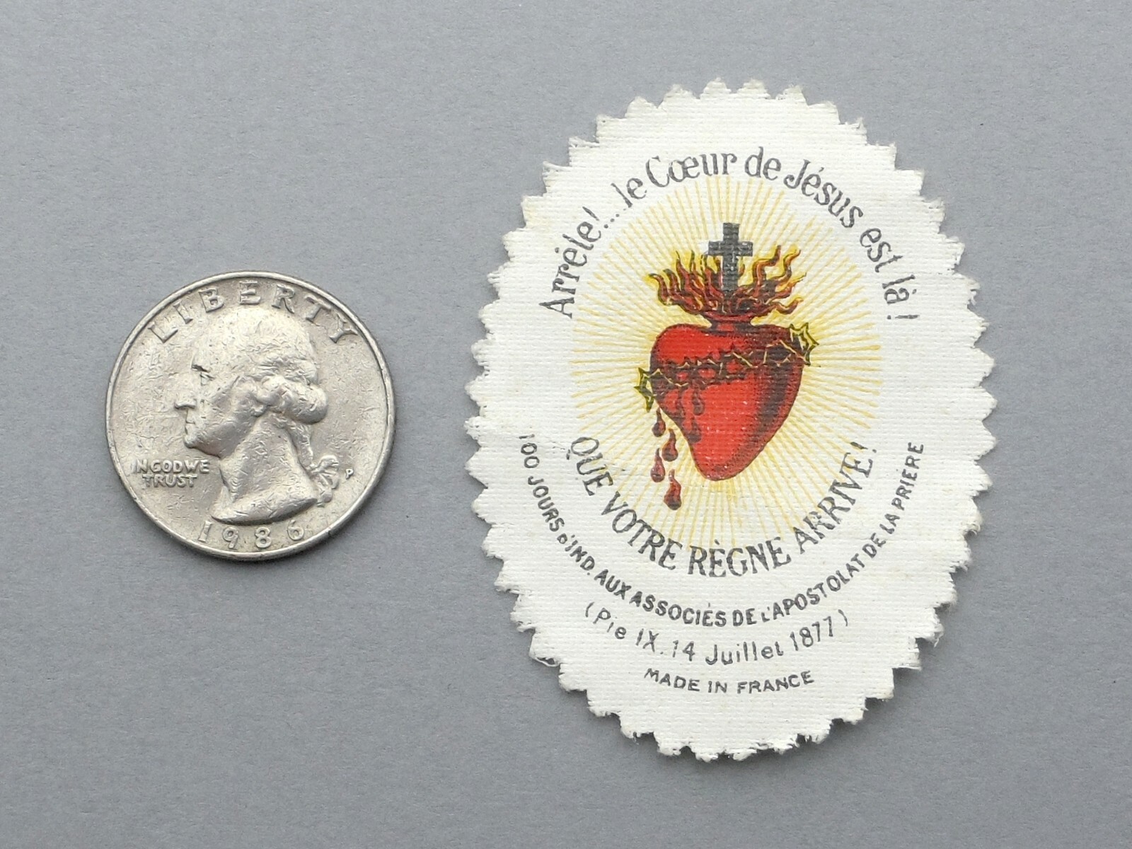 French, Antique Religious Large Relic. Sacred Heart. 100 days ...