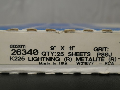 Norton K225 Metalite 9" X 11" Abrasive Sheets Sand Paper P80J Grit 25 ...