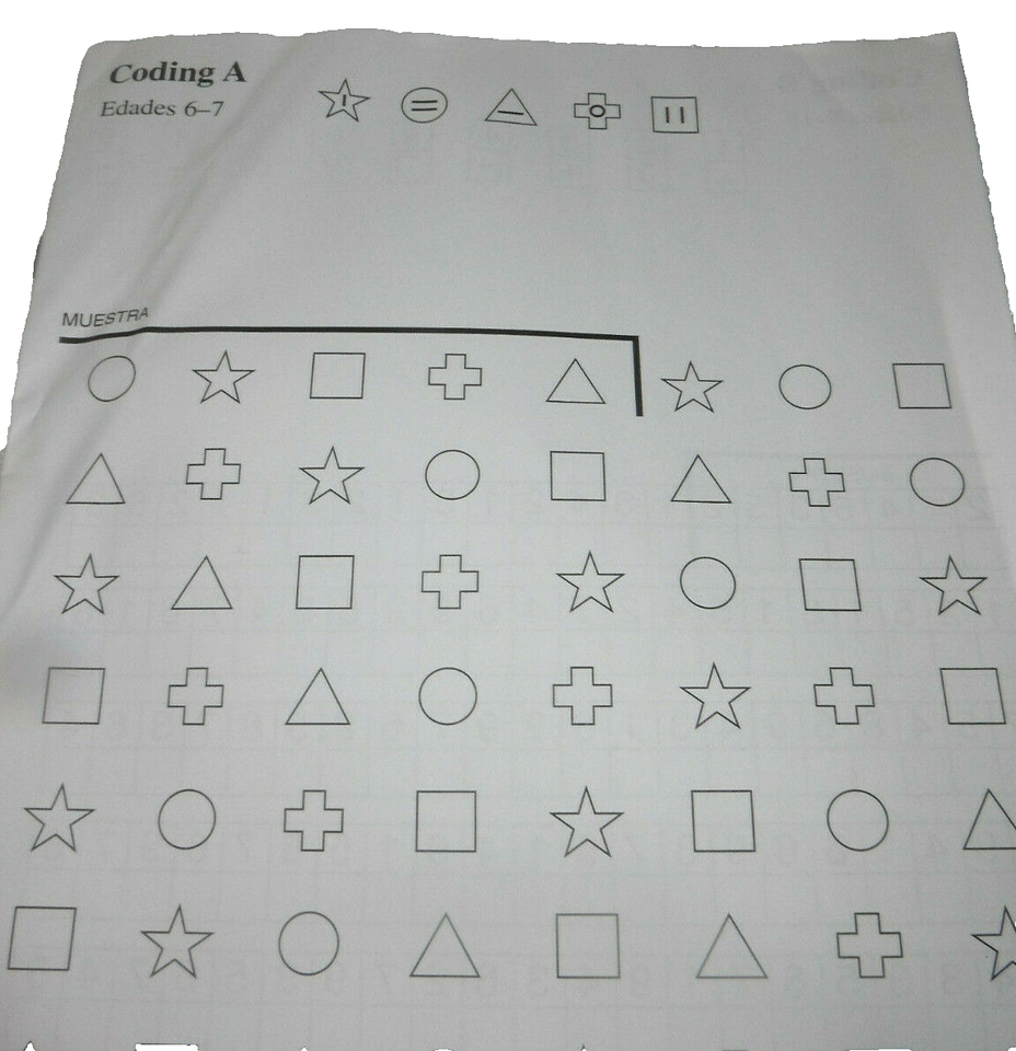 WISC-IV SPANISH Coding Symbol Search Coding Copy Response Booklet 1 | eBay