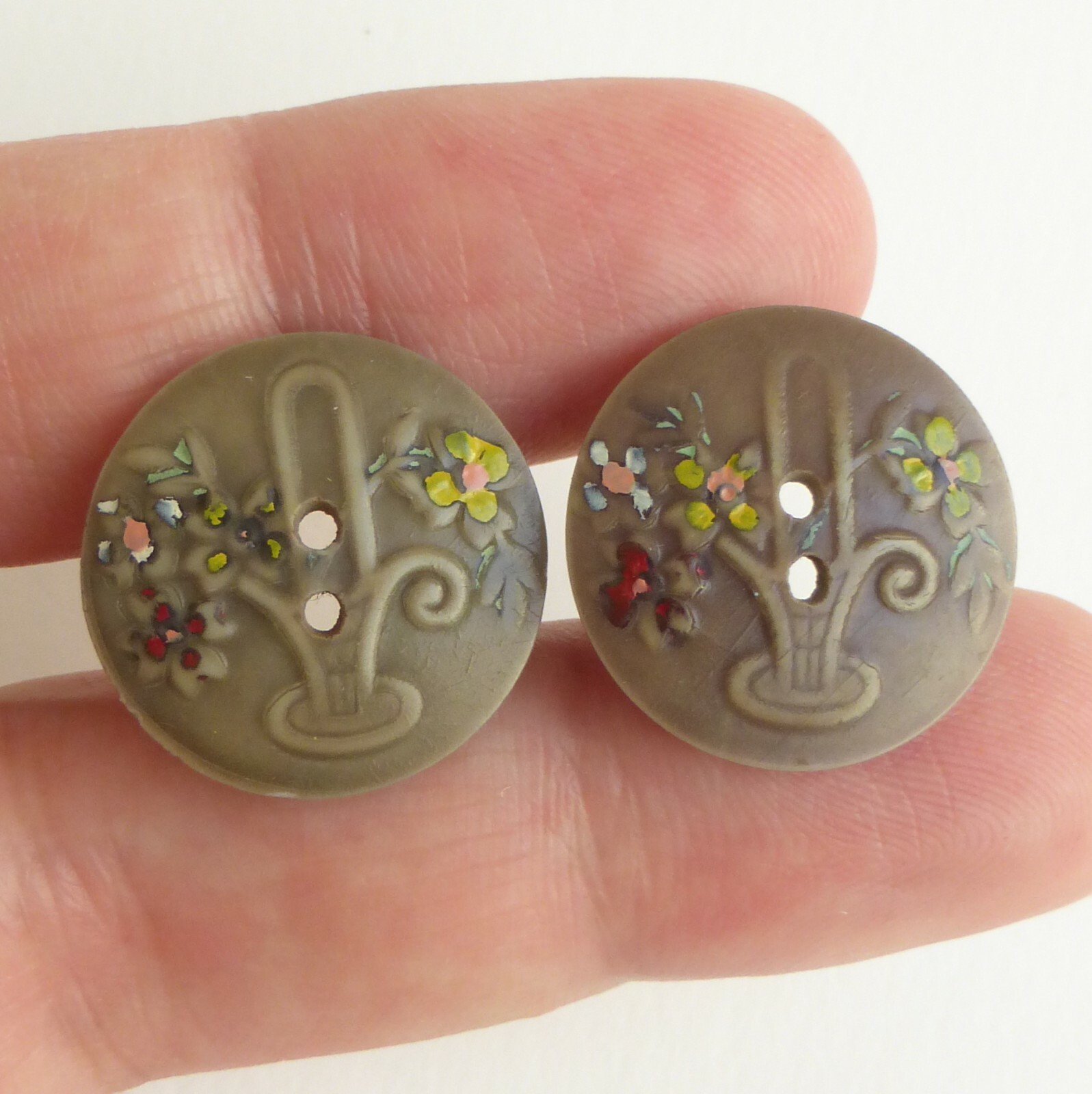 Bouton ancien - Galalithe Moulée & Peinte - 21 mm - Vintage Plastic ...