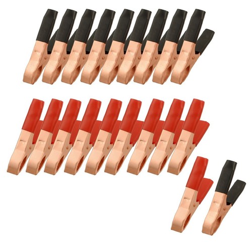uxcell 20 Pcs Black Red Copper Plated Metal Battery Clips 50a 10 Pairs ...