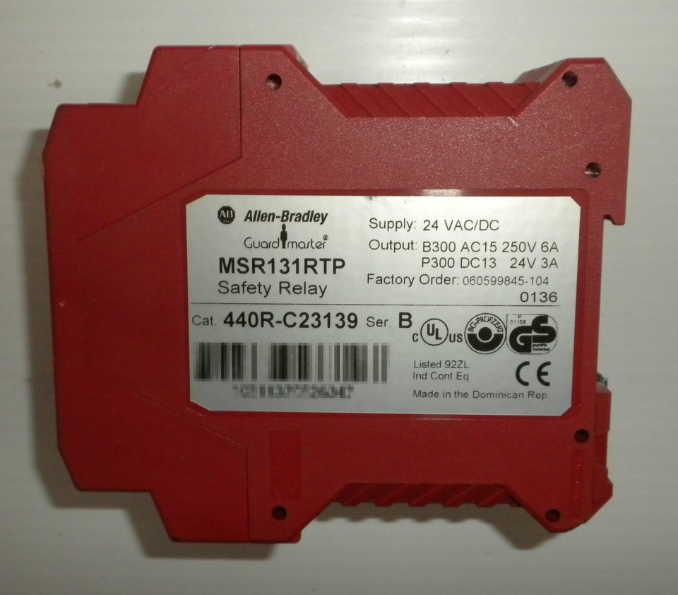 ALLEN BRADLEY MSR131RTP 440R-C23139 SER. B GUARDMASTER 24VAC/DC SAFETY ...