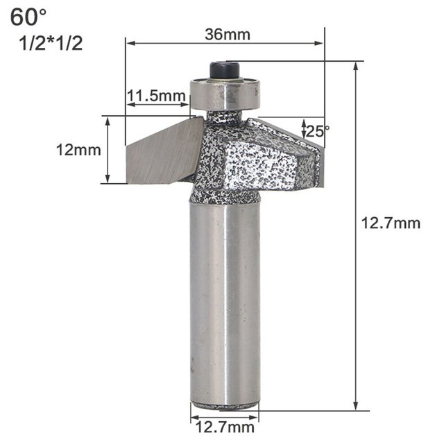 1/2 Inch Shank 60 Degrees Chamfer Router Bit Woodworking Trimming ...