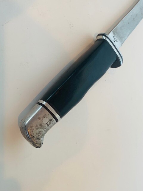 Buck 118 Fixed Blade Knife vtg phenolic handle steel leather sheath ...