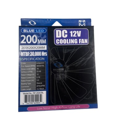 Cooling Fan DC 12V 200mm 3PIN/4PIN PC Gaming Case Blue LED Cooling Fan ...