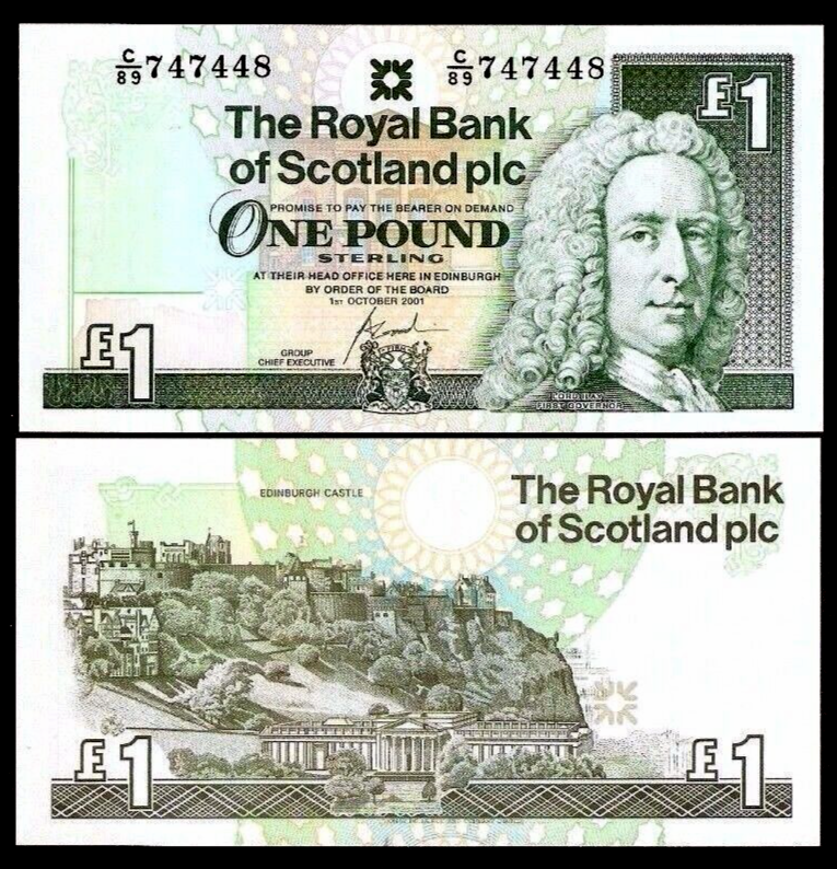 Scotland £1 Pound P-351 2001 "EDINBURGH CASTLE" UNC SCOTTISH Currency ...
