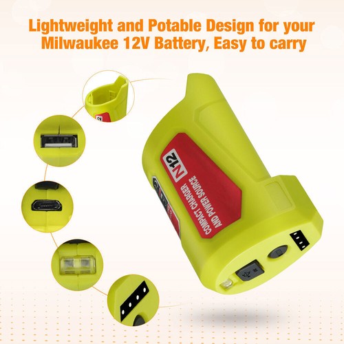 3.0Ah USB Power Adapter For Milwaukee 12V Battery 12V 48-59-1201 Heated ...