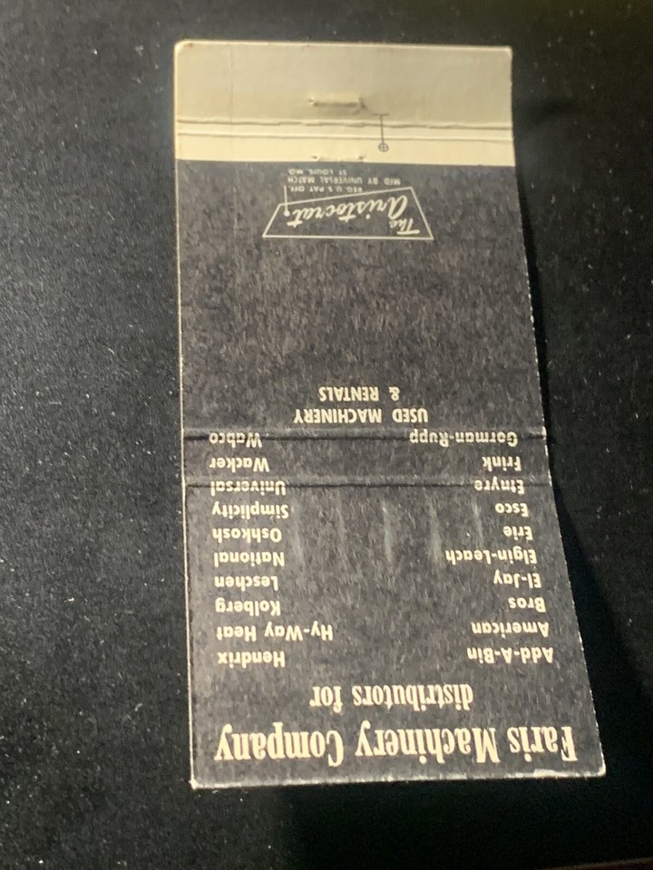 Vintage Colorado Matchbook: “FARIS MACHINERY COMPANY” Commerce City, CO ...