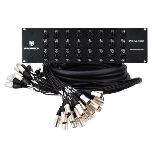 PRORECK 24-Channels Splitter Snake Cable Rack Mount XLR TRS Combo 5ft ...