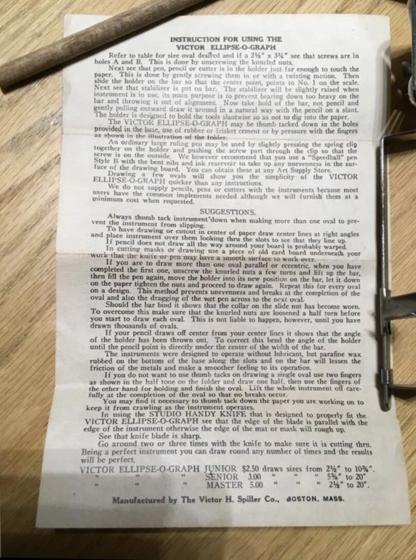 RARE Boxed Victor Ellipse-O-Graph Ellipse Compass Ellipsograph | eBay