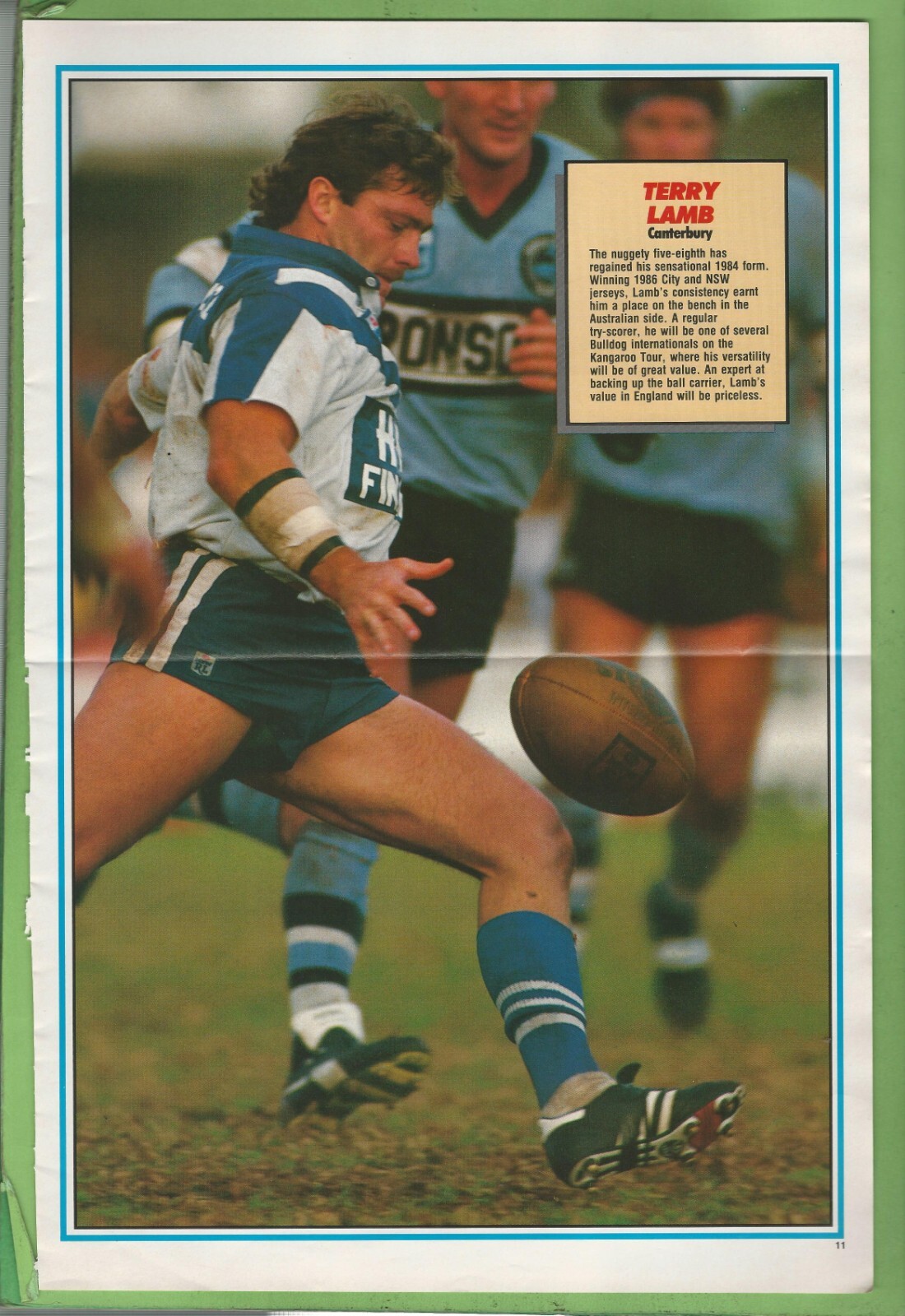 #T3. 1986 RUGBY LEAGUE PINUP - TERRY LAMB, CANTERBURY & ROD PETHYBRIDGE ...