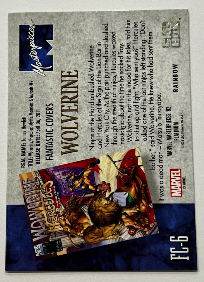 2024 UD Marvel Masterpieces 92 Platinum WOLVERINE FANTASTIC COVERS ...