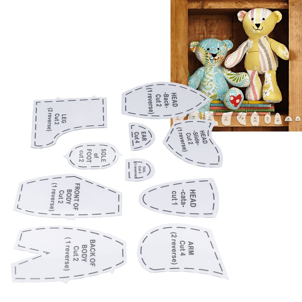 10 PCS Memory Bear Template Ruler Set Memory Bear Sewing Patterns ...