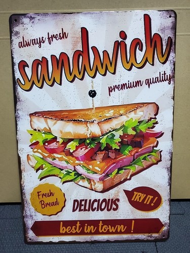 Delicious Sandwich Retro Tin Sign | Food Metal Sign | American Garage ...