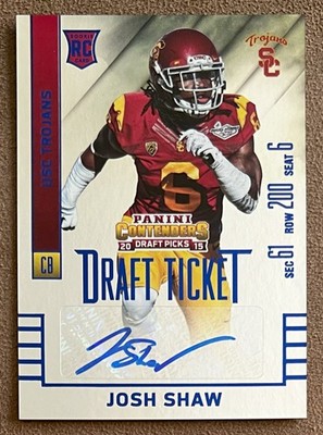 2015 Panini Contenders Draft Ticket Blue Autograph Josh Shaw Rookie ...