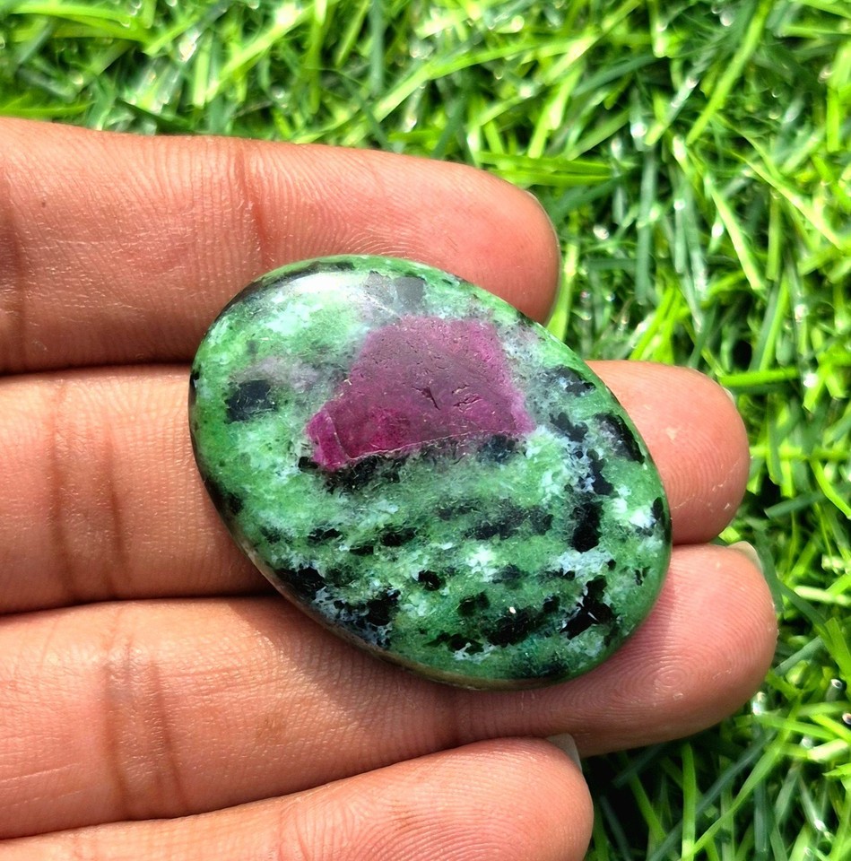 Natural Ruby Zoisite Loose Gemstone Cabochon Oval Shape Use For Making ...