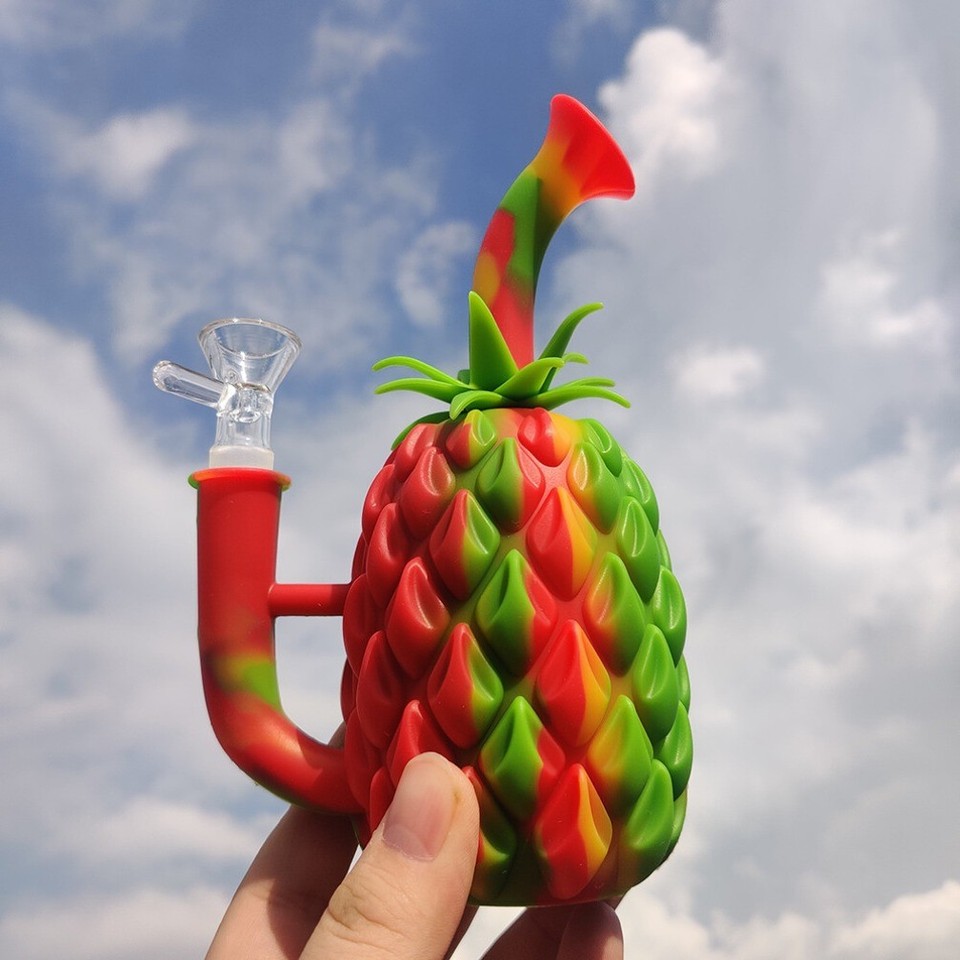 7" Pineapple Shape Water Pipe Silicone Smoking Shisha Pipes Hookah Bong ...