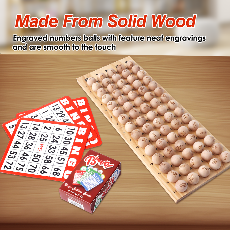 7/8" Solid Wood Bingo Balls Set. Replacement Bingo Balls for 9" Bingo ...