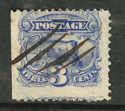 Sc #114 Double Grill JUMBO Pen Cancel 3 Cent Locomotive 1869 Pictorial ...