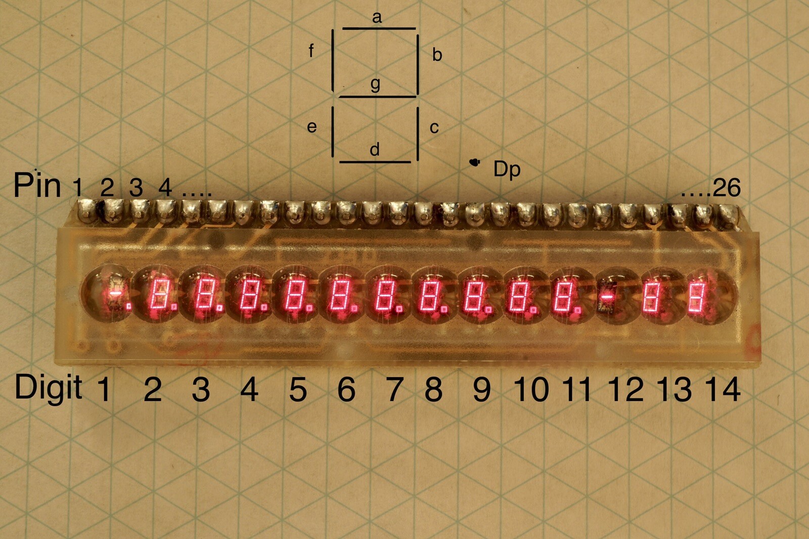 Bubble LED Display - Texas Instruments 14 Digit 7 Segment Calculator ...