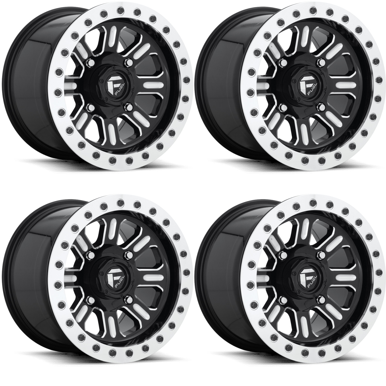 4 ATV/UTV Wheels Set 15in Fuel Hardline Beadlock Black D910 4/156 38mm ...