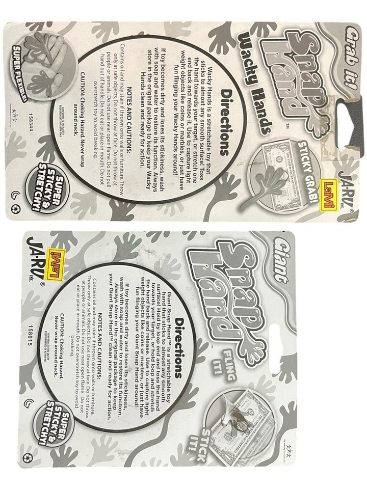 5 Stretchy Snap Hand Ja-Ru Sticky Squishy Grab it Giant & Wacky Hand ...