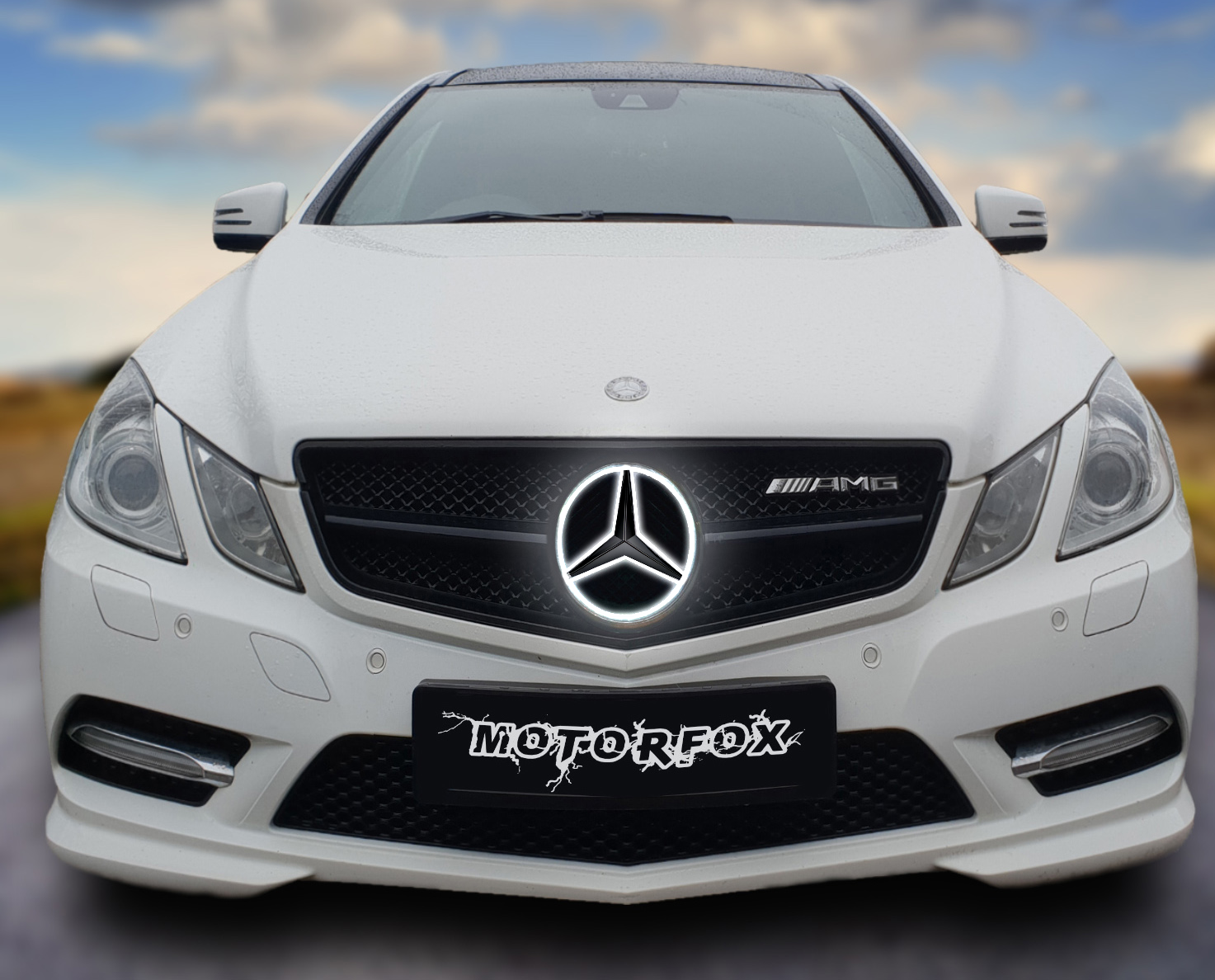 MERCEDES BENZ LED EMBLEM GLOSS SILVER CAR STAR LOGO BADGE FRONT GRILL ...