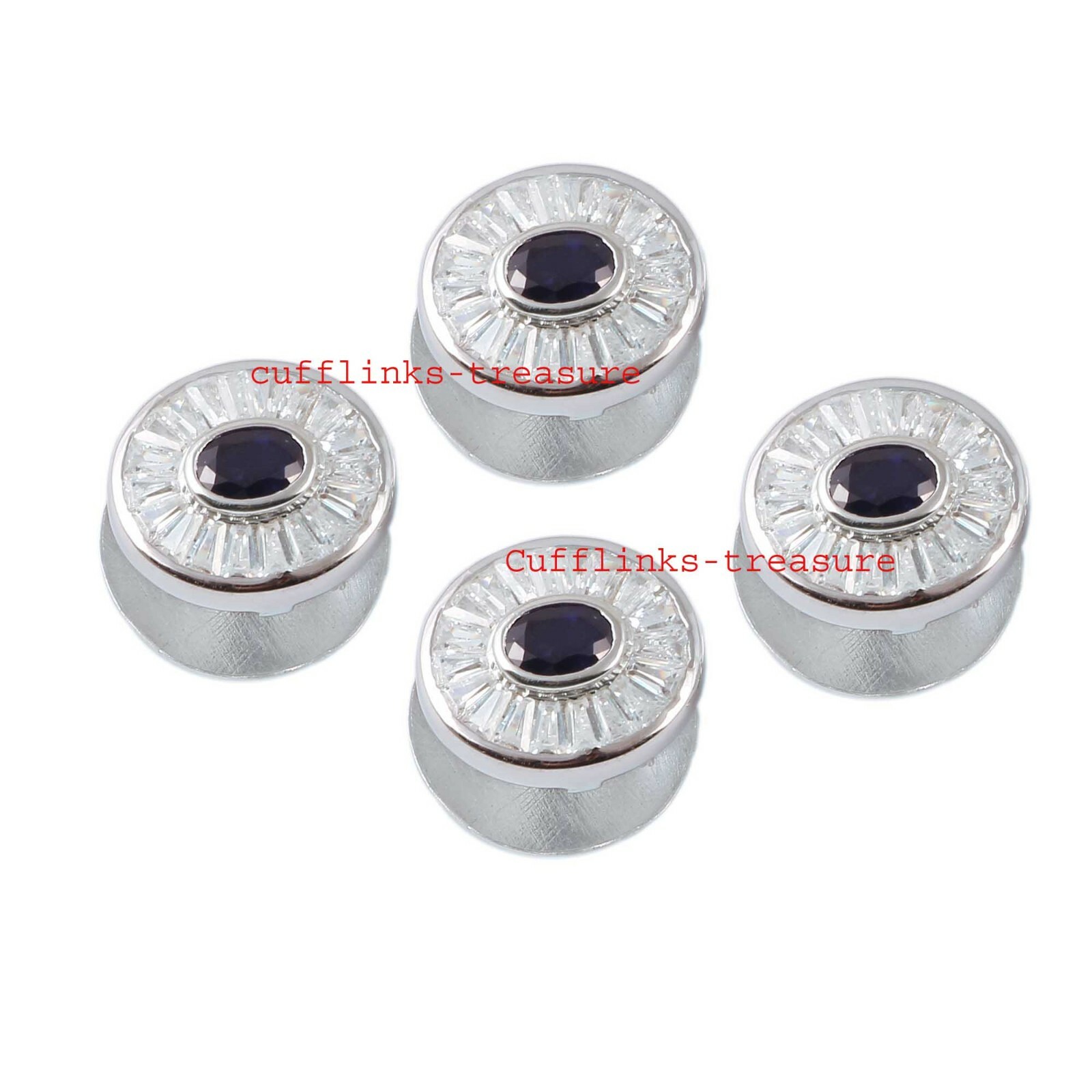 Natural Blue Sapphire & CZ Gemstone 925 Sterling Silver Men's Tuxedo ...