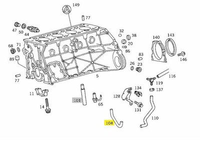 A1110140477 MERCEDES 111 PIPE CYLINDER CRANKCASE LEFT GENUINE NEW | eBay