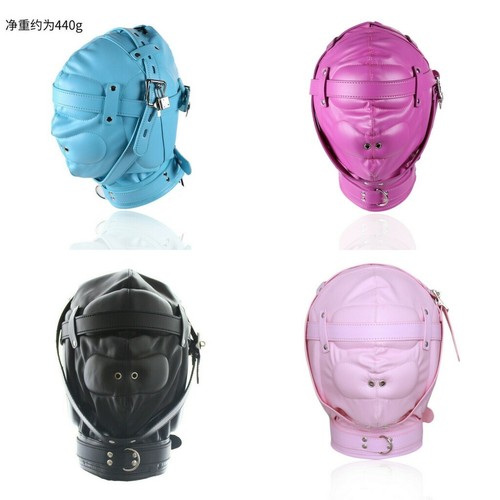 Fetish Lockable Soft PU Leather Gimp Hood Sensory Deprivation Mask BDSM ...