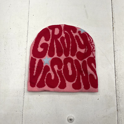 Pink "Grvty Visions" Y2K Acrylic Knitted Beanie Women's One Size NEW | eBay