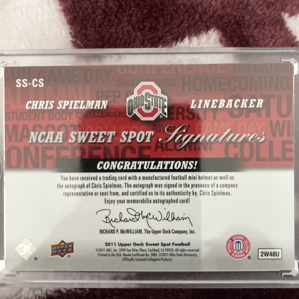 NCAA Sweet Spot Signatures Chris Spielman 8/50 Ohio State 2011 Upper ...