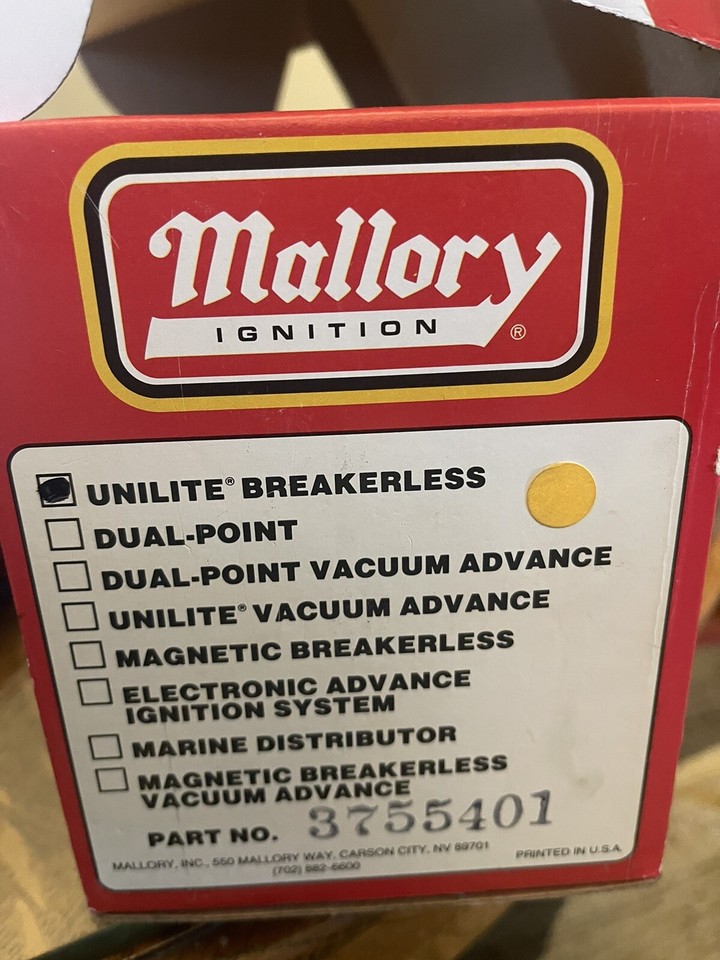 Mallory Performance Ignition Unilite Breakerless Part No. 3755401 | eBay